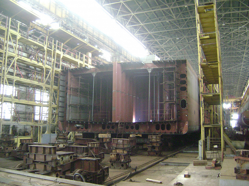 More Than Half of Cylindrical Section of Tanker Hull Assembled at ...